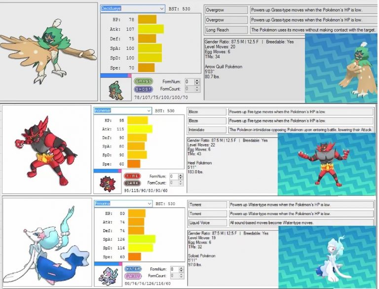 Pokemon Sun And Moon Starter Final Evolution Stats Leaked!